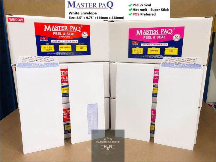 [100% Original] Master Paq White Envelope (Sampul Surat) 4.5” x 9.75 ...