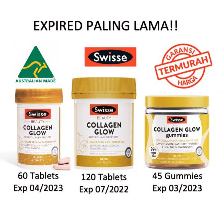 SWISSE BEAUTY COLLAGEN GLOW 120 TABLETS, 45 GUMMIES | Lazada Indonesia