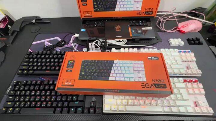 คีย์บอร์ดเกมมิ่ง EGA TYPE-K102 TKL GAMING KEYBORD Mini RGB Mechanical ...