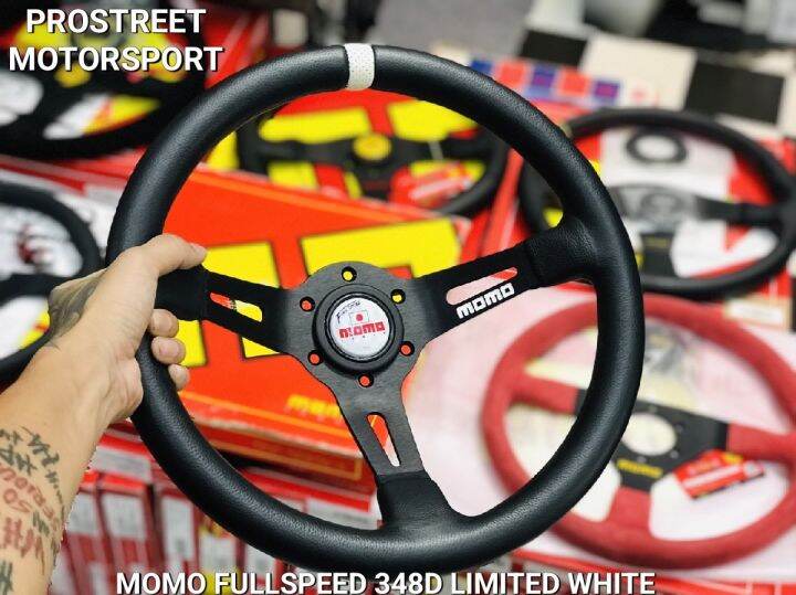 พวงมาลัย momo fullspeed 348D limted white แท้ มือสอง สภาพสวยจัด หนังเดิมแห้งๆ แตรแท้ตรงรุ่น ไม่ ...