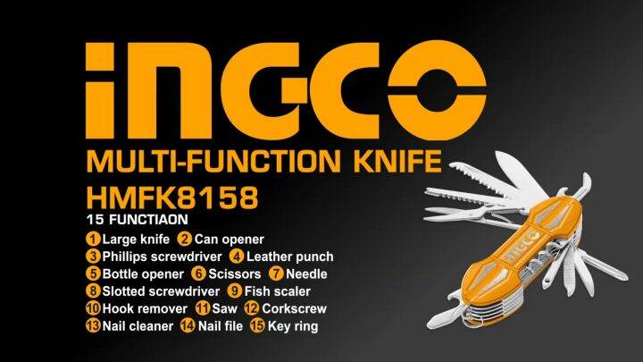 Multi Tools Knife 15 in 1 INGCO HMFK8158 Pisau Lipat Obeng Perkakas | Lazada Indonesia