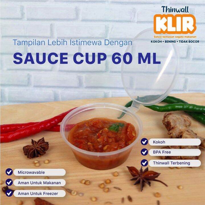 Cup Saus Klip 60ml / Wadah Plastik Saos Sambal Mayonaise / Thinwall ...