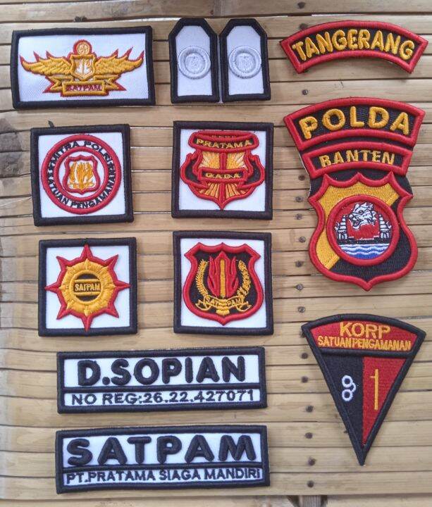 logo atribut satpam dasar putih, bisa REQUES, semua warna, semua daerah ...