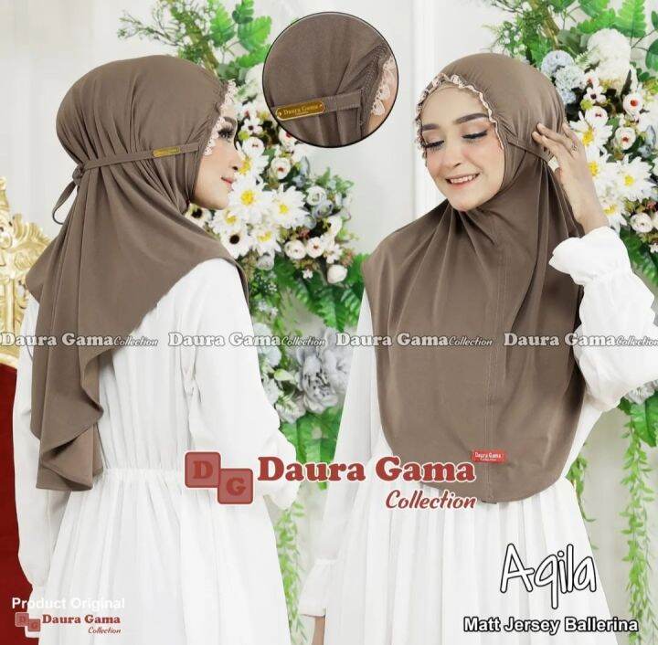 Bergo kerut camelia renda - Bergo instan kerut renda tali jersey ...