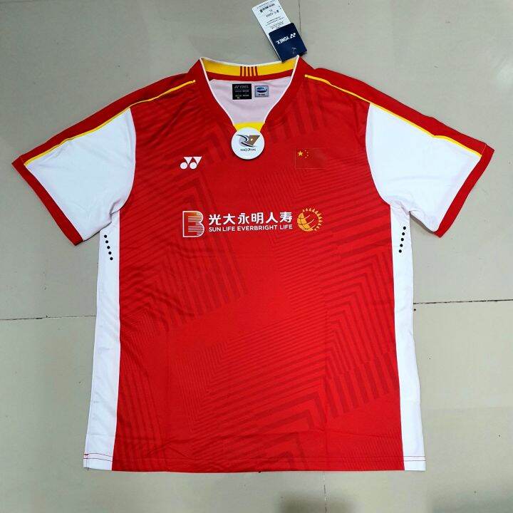 Y6205 MERAH KAOS BADMINTON TIMNAS CHINA FULL SPONSOR DEPAN BAJU BULU ...