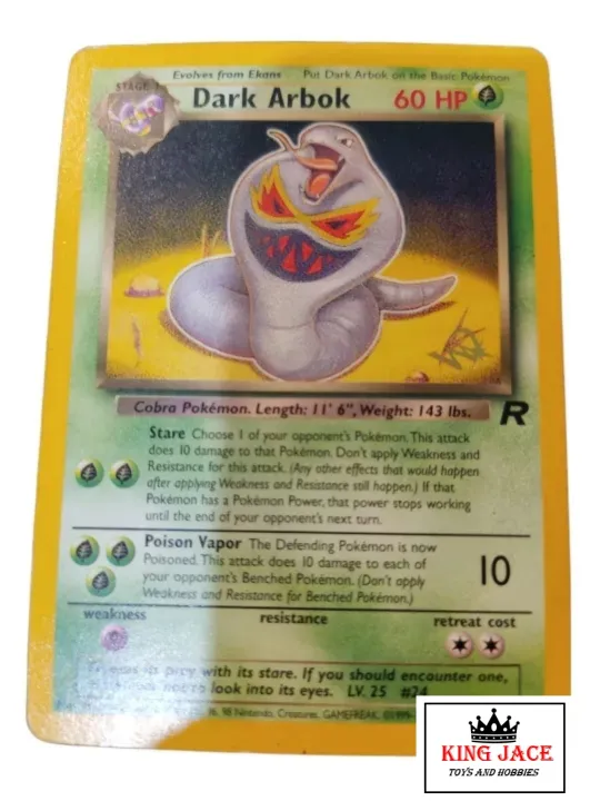 Vintage Pokemon Card (1995, 96, 98) - Dark Arbok - 19/82 - W Stamped ...