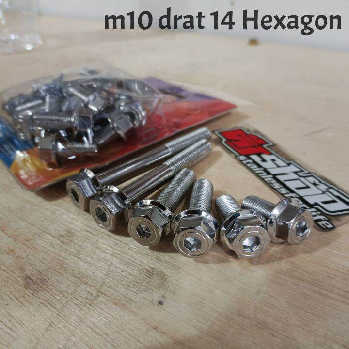 Baut stainless 2 kunci hexagon m10 drat 14 heng original probolt. | Lazada Indonesia