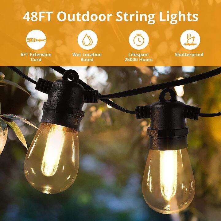 Yikubee 220V 30meters Outdoor Waterproof String Lights S14 LED Garden ...