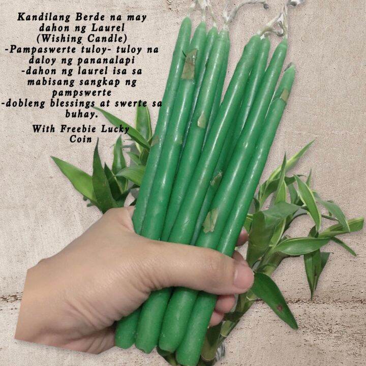 PAMPSWERTE KANDILANG BERDE AT DAHON NG LAUREL with freebie lucy coin ...
