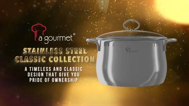 La gourmet Classic 20cm Stainless Steel Casserole with Glass Lid ...