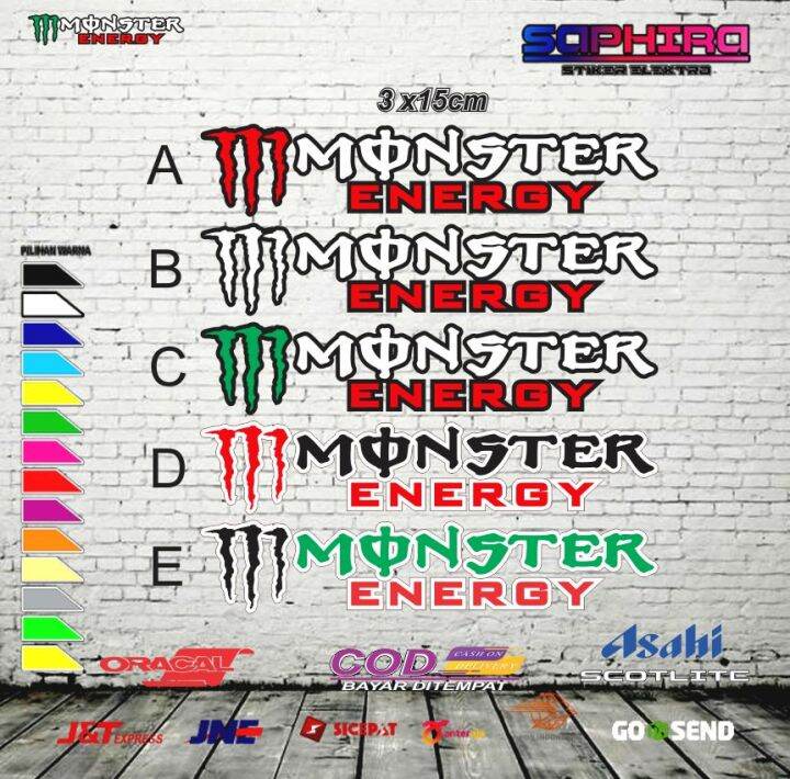 Sticker Monster Energy stiker emblem logo Monster Cutting | Lazada ...