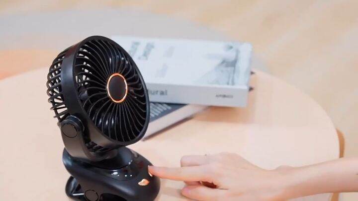 Goojodoq Kipas Angin USB Clip Mini Fan Rotating 10000mAh Kipas Angin ...