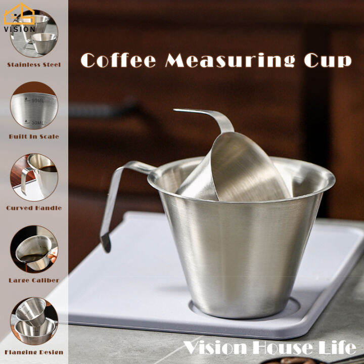 Vision 90ml/250ml Stainless Steel Espresso Measuring Cup with Scale ...