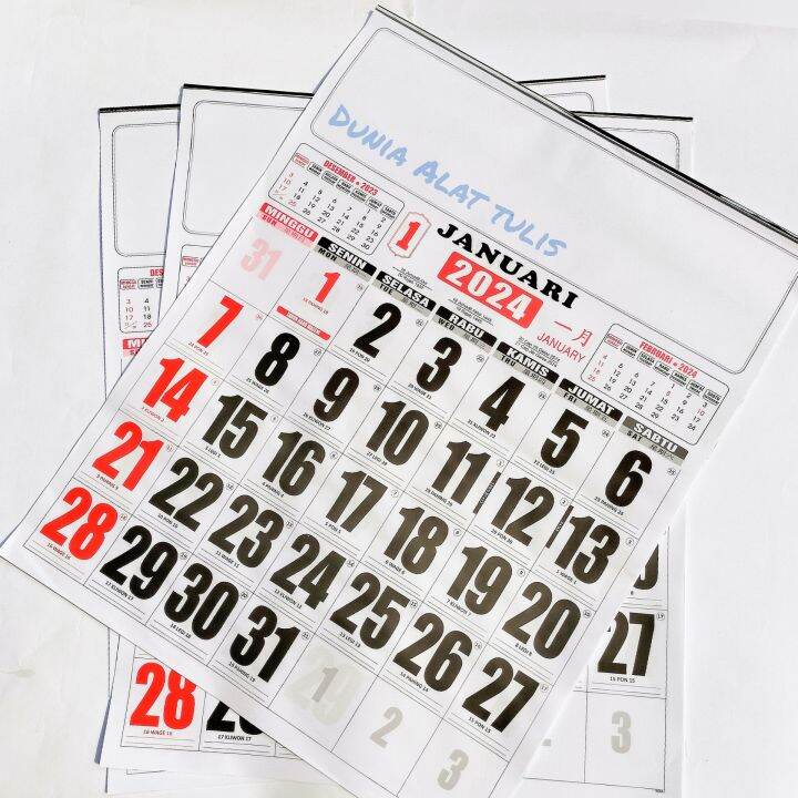 Kalender kerja jumbo 2024 tanggalan angka jumbo MJ 2024 50x64 cm ...