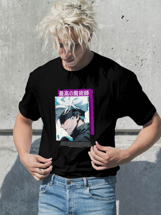 JJK Gojo-inspired, anime roundneck t-shirt. Unisex(FRONT PRINT A4 SIZE ...
