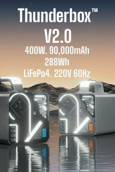 Power Station ThunderBox V2.0 400w (surge 800w) 288Wh true rated, Pure Sine wave with light ...