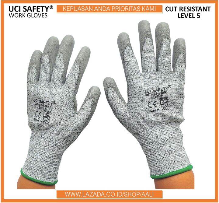 safety Gloves Anti Pisau Potong Hand Gloves Anti Licin Anti Slip Anti Iris Warna Abu Abu Kawat ...