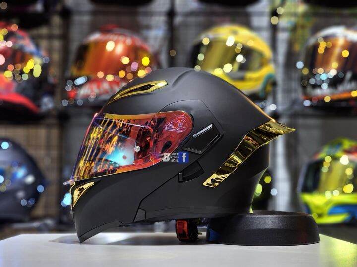 Original SOMAN Gold Chrome Modular/Flip Up Helmet | Lazada