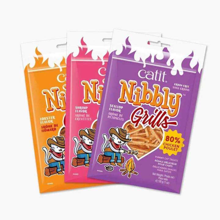 CATIT NIBBLY GRILLS BUNDLE OF 3 FLAVORS ( 3PACKS) 30G. CATIT NIBBLY CAT ...