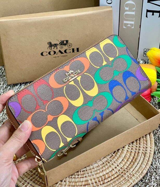 COACH RAINBOW ZIP AROUND LONG WALLET | Lazada.co.th