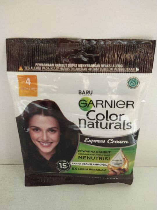 Garnier color natural hair Pewarna rambut 20g + 20ml warna Coklat No 4 ...