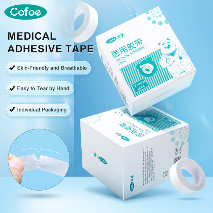 Cofoe เทปผ้ายางเหนียวสำหรับทำแผลแบบม้วนพลาสเตอร์พันแผลติดแผลแบบม้วนสำหรับการผ่าตัดมีเทปกระดาษไม่ ...