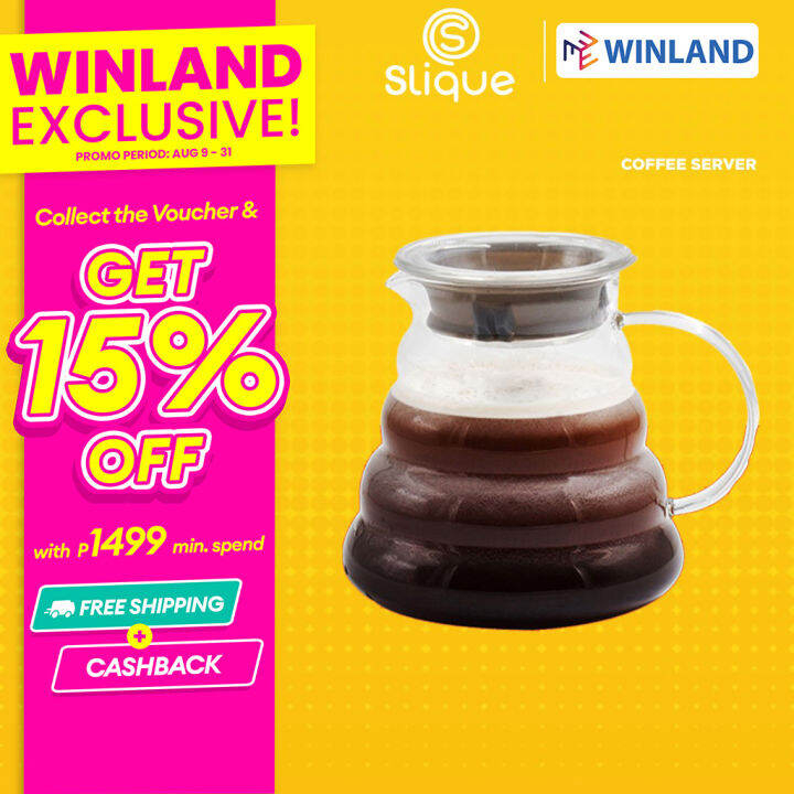 SLIQUE by Winland Premium Borosilicate Glass Coffee Server 500ml 0.5L ...