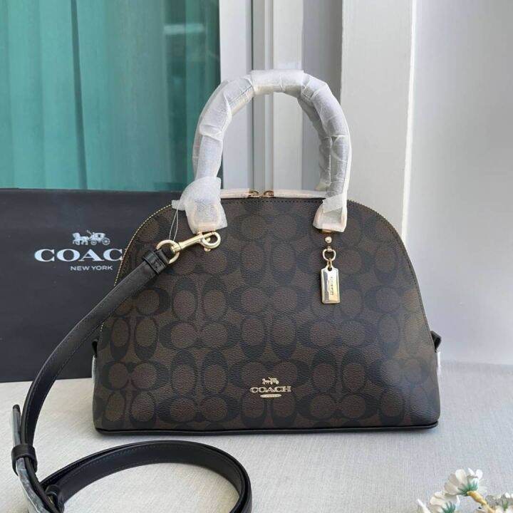 🍀🍀 โดมใหญ่ COACH 2558 KATY SATCHEL IN SIGNATURE CANVAS | Lazada.co.th