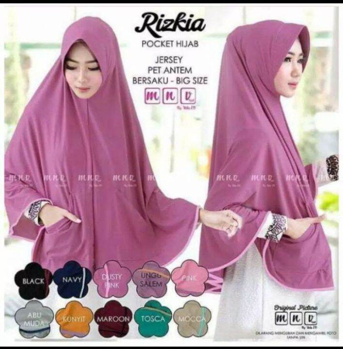 HIJAB INSTAN, JILBAB PANJANG full lis terbaru dengan dua saku di depan ...