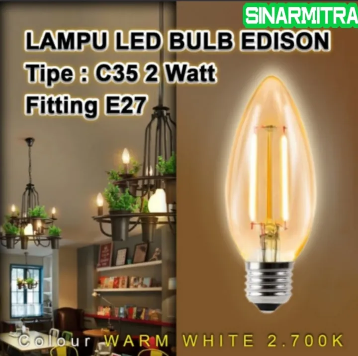 Lampu LED BULB EDISON Tipe C35 2 Watt Fitting E27 | Lazada Indonesia