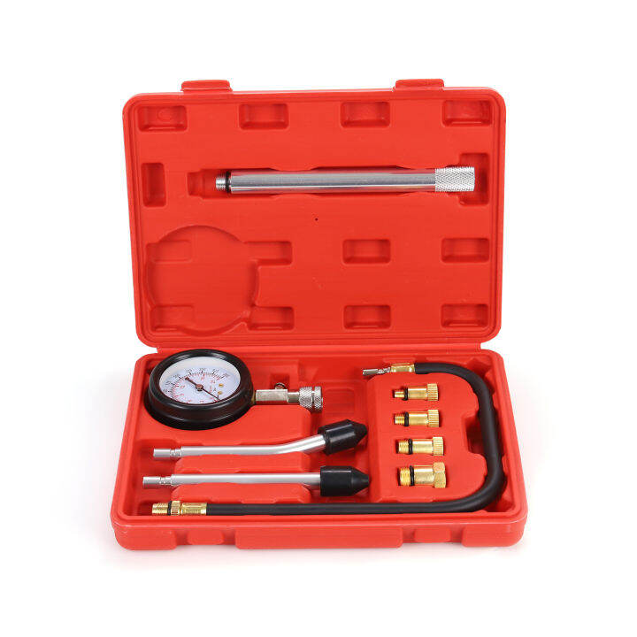 Compression Tester Kit Professional Petrol Gas Engine Cylinder Pressure ...