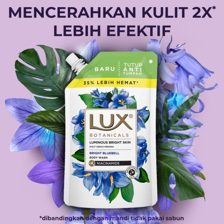LUX Botanicals Luminous Bright Skin Bluebell Niacinamide Body Wash 450ml Sabun Mandi Cair ...