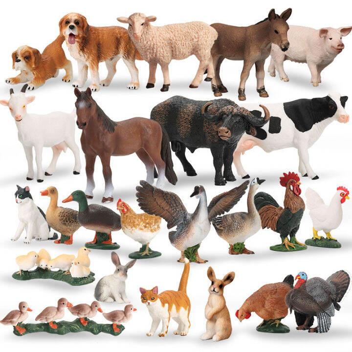 Simulation Animal Toy Model Set Ranch Poultry Horse and Sheep Dog Cat ...