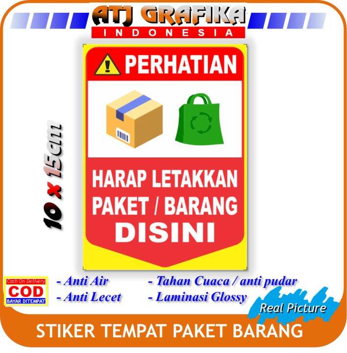 Stiker harap letakkan barang paket disini sticker kurir antar barang ...