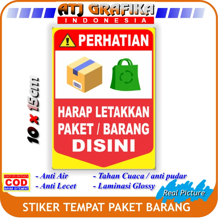 Stiker harap letakkan barang paket disini sticker kurir antar barang ...