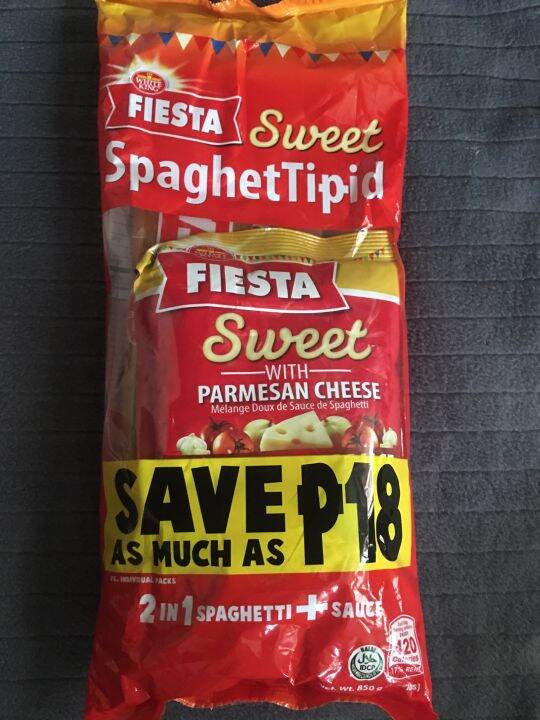 Fiesta sweet spaghettipid 2 in 1 spaghetti 350+sauceparmesan chees 500g ...
