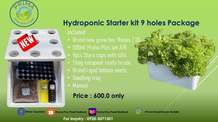 Prima Hydroponic Starter Kit 9holes | Lazada PH
