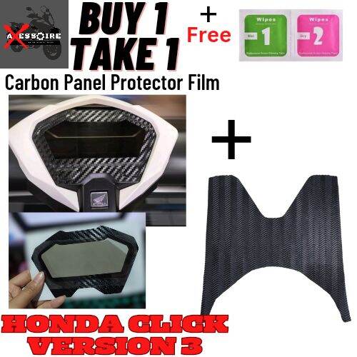 (BUNDLE) Honda Click V2/V3 Panel Protector carbon w/lens + Rubber ...