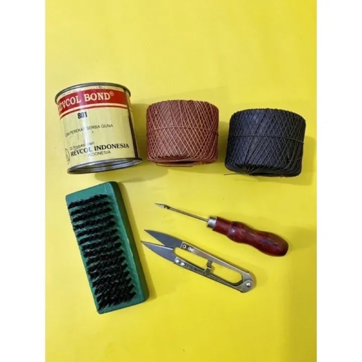 PAKET - TALI BENANG NILON SEPATU COKLAT DAN HITAM + JARUM SOL SEPATU ...