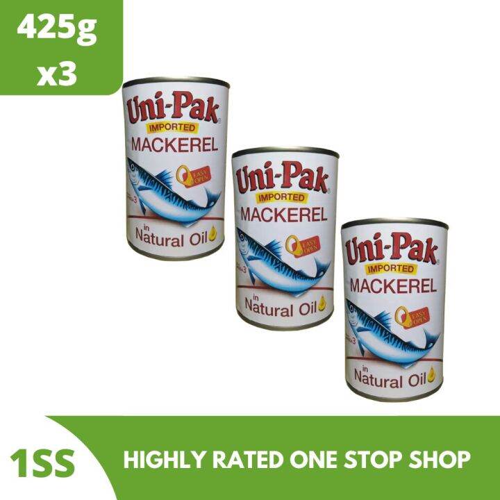 Uni-Pak Mackerel in Natural Oil with Omega3 , 425g Set of 3 | Lazada PH