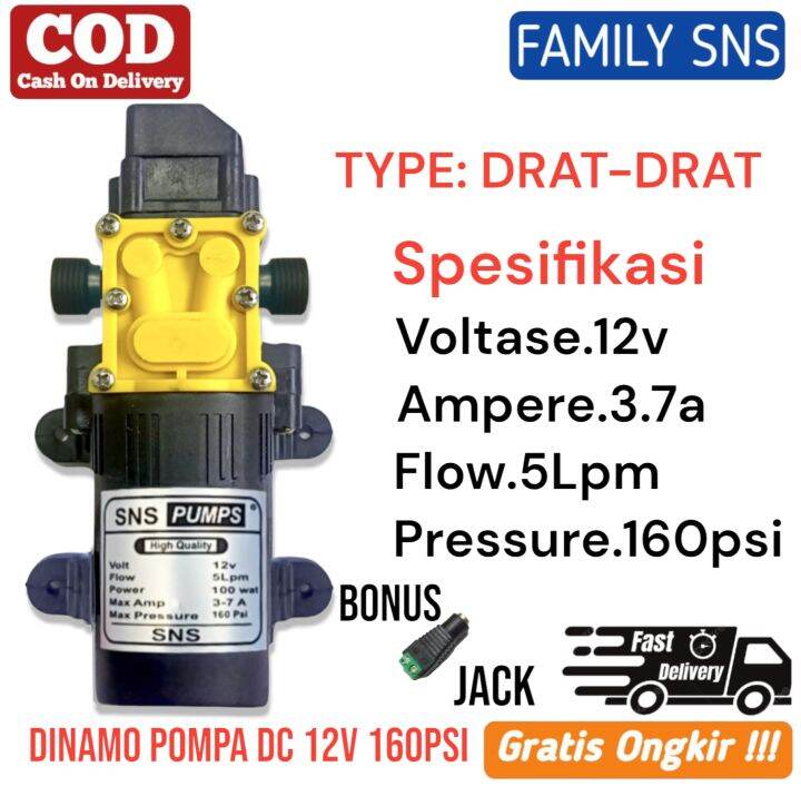 DINAMO POMPA DC 12V 5LPM 160PSI/DINAMO POMPA SPRAYER CUT OF OTOMATIS ...