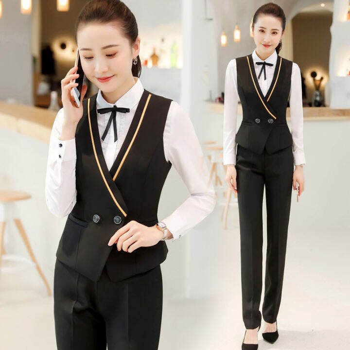Beautician Work Clothes Vest Set Hotel Front Desk Cashier Waiter ...