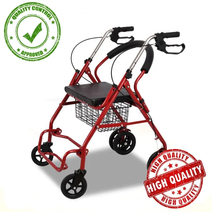 Premium Quality Six Wheels Adult Rollator Walker with Footrest With ...