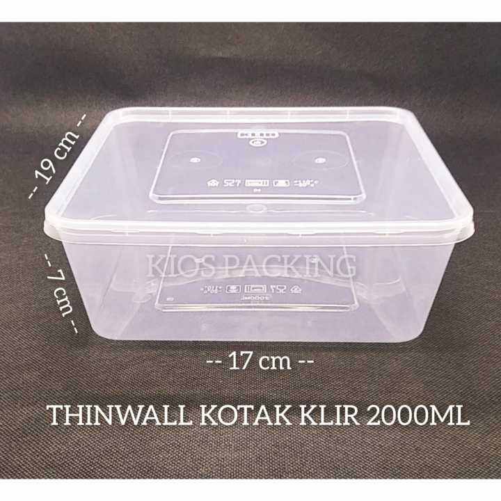Thinwall Klir 2000ml | Kotak Makan Plastik 2000 ml KLIR SQUARE SQ 25set | Lazada Indonesia