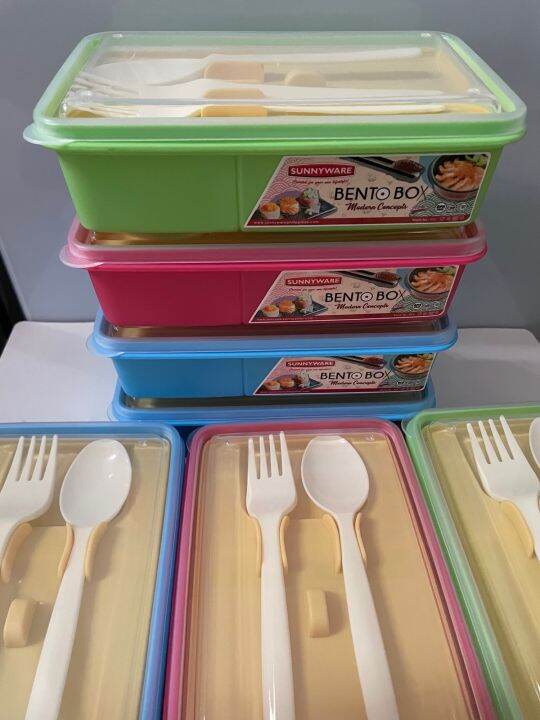 516 Lunchbox w/ divider & Spoon & Fork Sunnyware Bento Box | Lazada PH