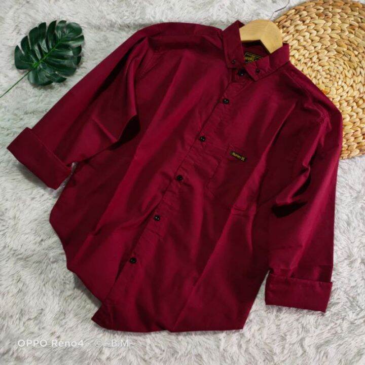 kemeja polos warna merah maroon | kemeja polos merah marun maroon ...