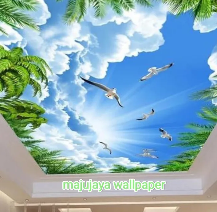 wallpaper custom atap plafon, wallpaper plafon series awan bunga | Lazada Indonesia