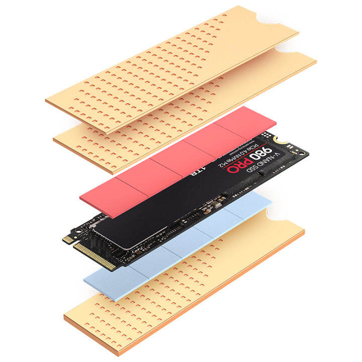 JEYI Copper M.2 HeatSink with Nano Thermal Pads, NVMe NGFF Pure Copper ...