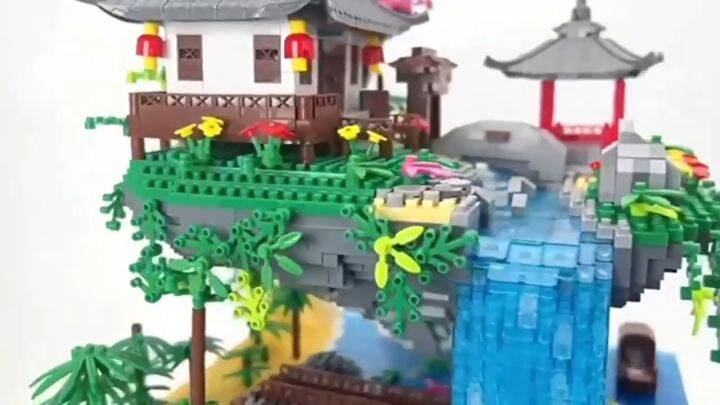Mainan Blok Lego Bangun Susun Rumah Pohon Taman Air Terjun Waterfall ...
