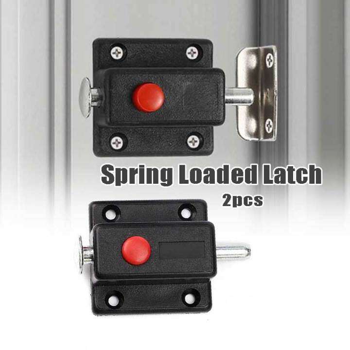 2Pcs Button Latch Door Bolts Latch Lock Cabinet Spring Loaded Lock ...